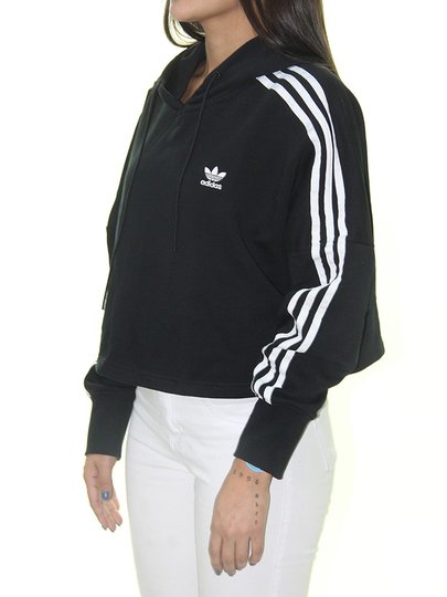 Moletom Feminino Adidas Cropped Hoddy Manga Curta - Preto - Home ...