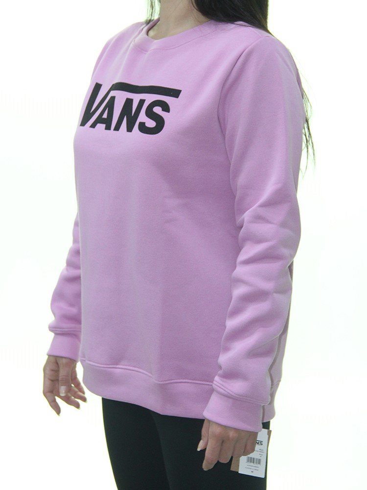 Moletom Feminino Vans Classic V Crew Manga Longa sem Capuz - Rosa ...